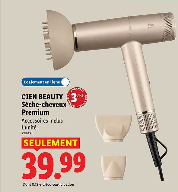 Promo Cien Beauty Sèche-Cheveux Premium chez Lidl - 123Catalogue.fr