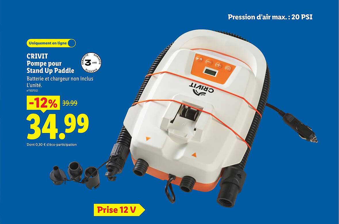 Promo Crivit Pompe Pour Stand Up Paddle chez Lidl - 123Catalogue.fr