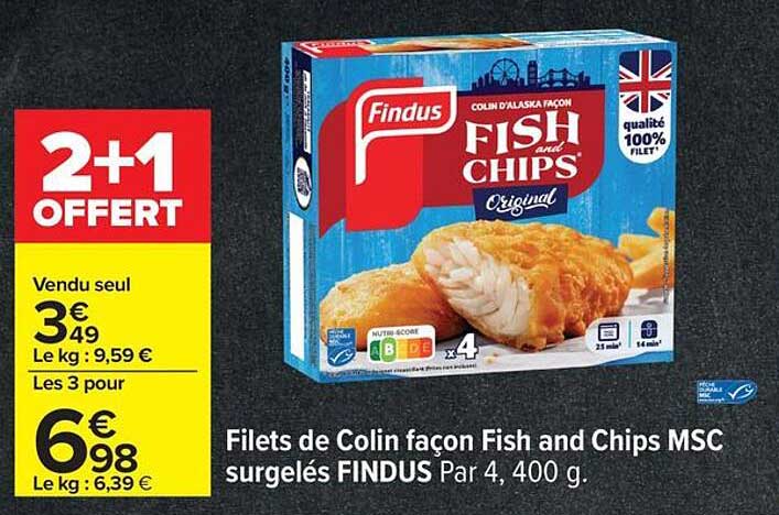 Promo Filets De Colin Façon Fish And Chips Msc Surgelés Findus chez ...
