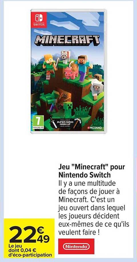 Promo Jeu "Minecraft" Pour Nintendo Switch chez Carrefour - 123Catalogue.fr