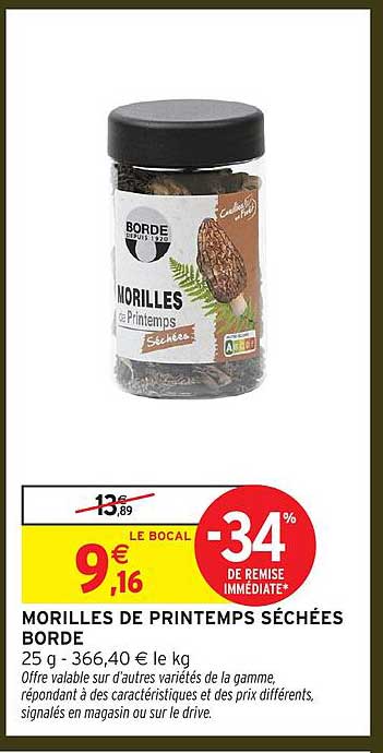 Promo Morilles De Printemps Séchées Borde chez Intermarché Hyper ...