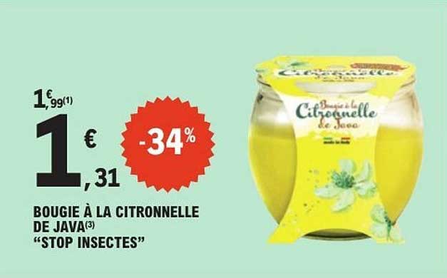 Promo Bougie À La Citronnelle De Java "Stop Insectes" chez E.Leclerc ...