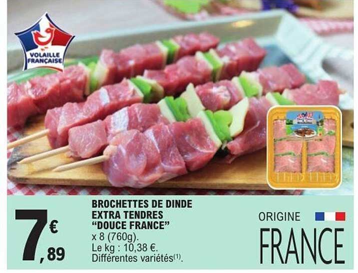 Promo Brochettes De Dinde Extra Tendres “Le Gaulois” chez E.Leclerc ...