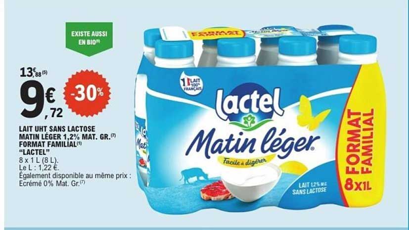 Promo Lactel Matin Léger chez E.Leclerc - 123Catalogue.fr