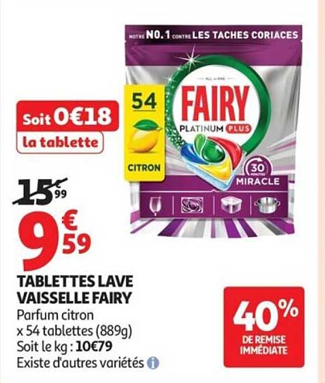 Promo Tablettes Lave Vaisselle Fairy chez Auchan - 123Catalogue.fr
