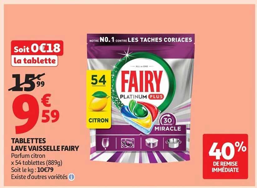 Promo Tablettes Lave Vaisselle Fairy chez Auchan - 123Catalogue.fr