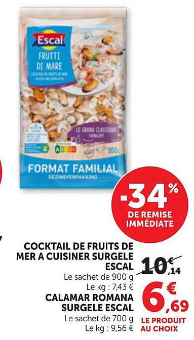 Promo Cocktail De Fruits De Mer A Cuisiner Surgele Escal chez Bi1 ...