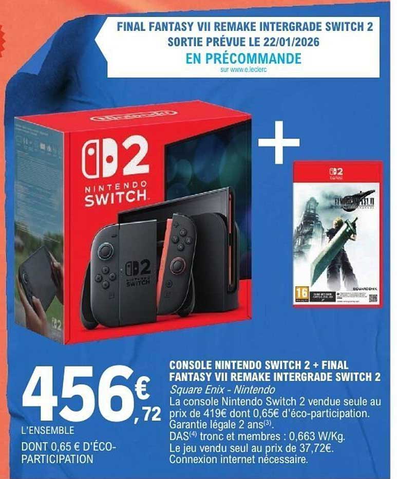 Promo Console Nintendo Switch 2 + Final Fantasy Vii Remake Intergrade ...