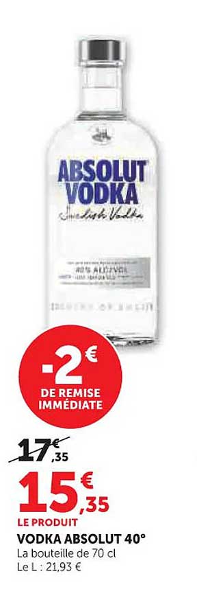 Promo Vodka Absolut 40° chez Super U - 123Catalogue.fr