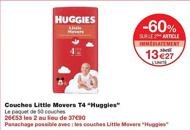 Promo Couches Little Movers T4 “Huggies” chez Monoprix - 123Catalogue.fr