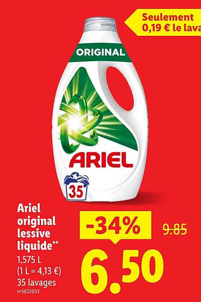 Promo Ariel Original Lessive Liquide** chez Lidl - 123Catalogue.fr