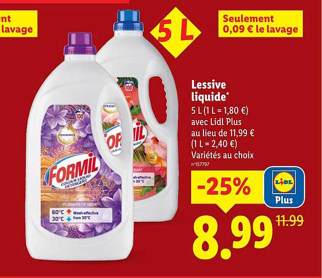 Promo Lessive Liquide* chez Lidl - 123Catalogue.fr