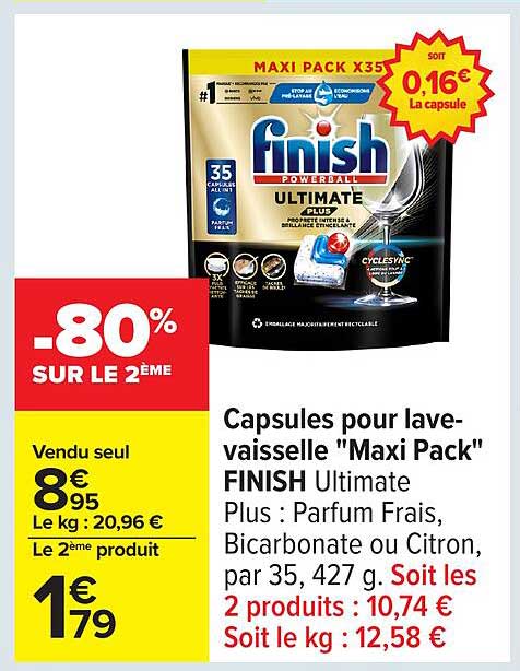Promo Capsules Pour Lave-Vaisselle "Maxi Pack" Finish Ultimate Plus ...