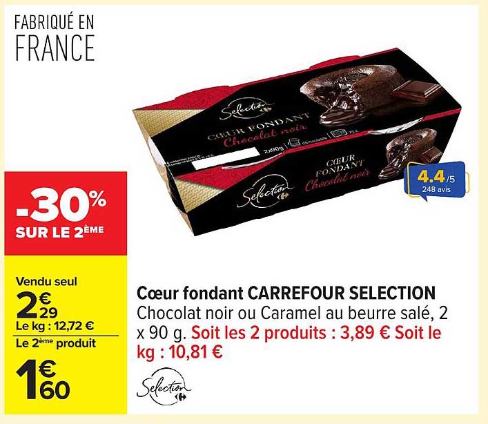 Promo Cœur Fondant Carrefour Selection chez Carrefour - 123Catalogue.fr