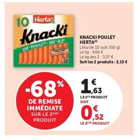 Promo Knacki Poullet Herta chez Hyper U - 123Catalogue.fr