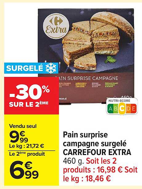 Promo Pain Surprise Campagne Surgelé Carrefour Extra chez Carrefour ...