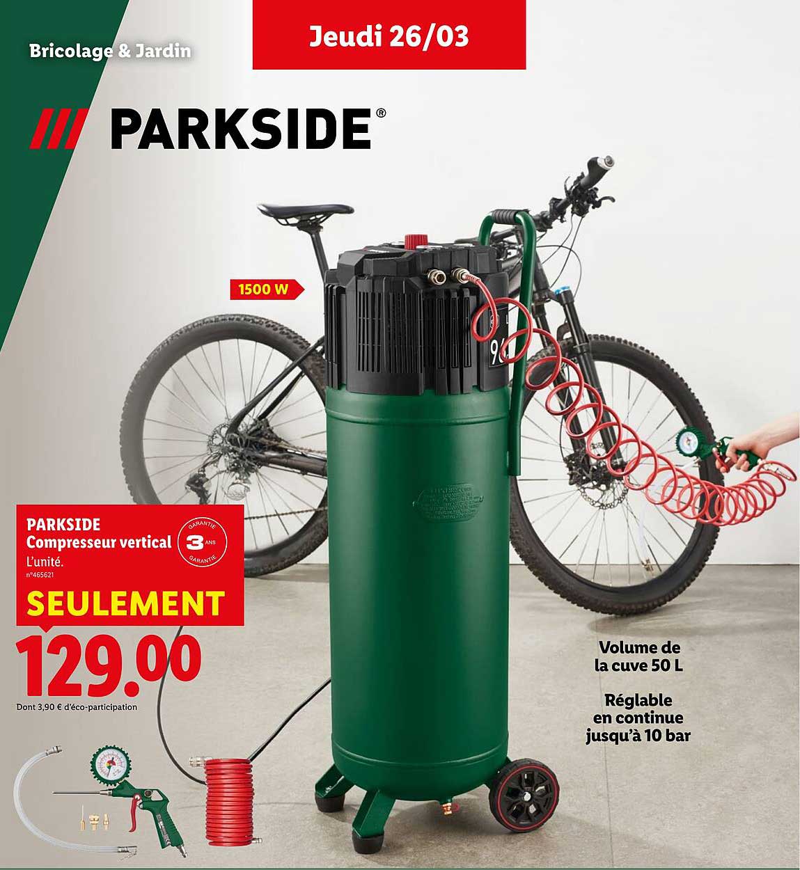 Promo Parkside Compresseur Vertical chez Lidl - 123Catalogue.fr