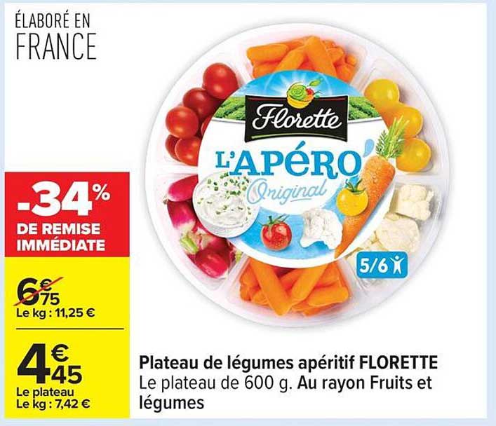 Promo Plateau De Légumes Apéritif Florette chez Carrefour - 123Catalogue.fr