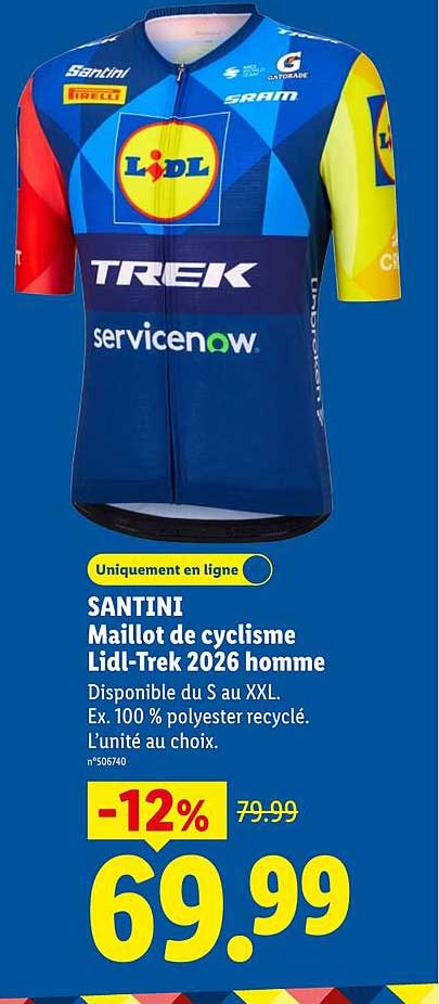 Promo Santini Maillot De Cyclisme Lidl-Trek 2026 Homme chez Lidl ...