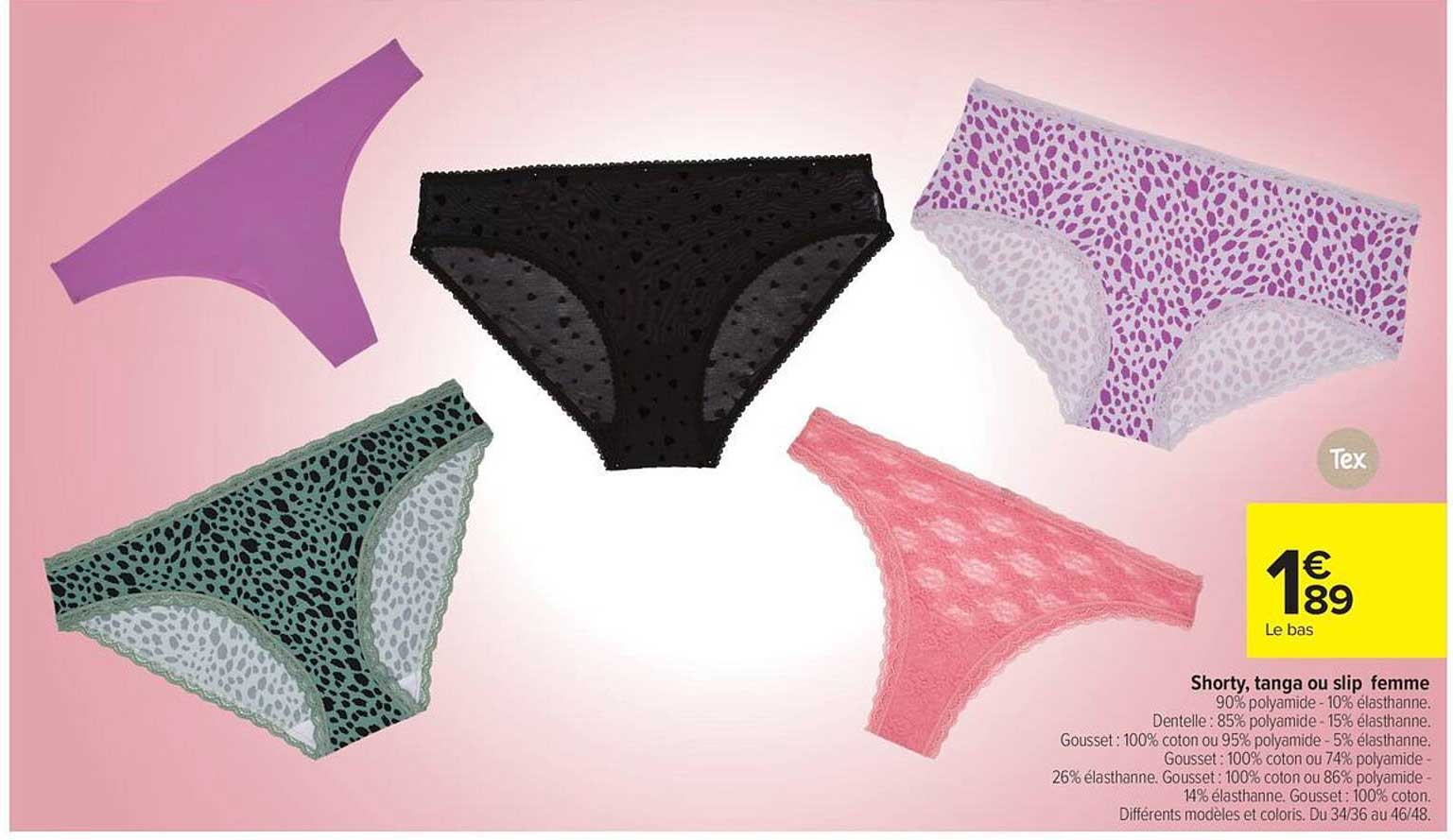 Promo Shorty, Tanga Ou Slip Femme chez Carrefour Market - 123Catalogue.fr