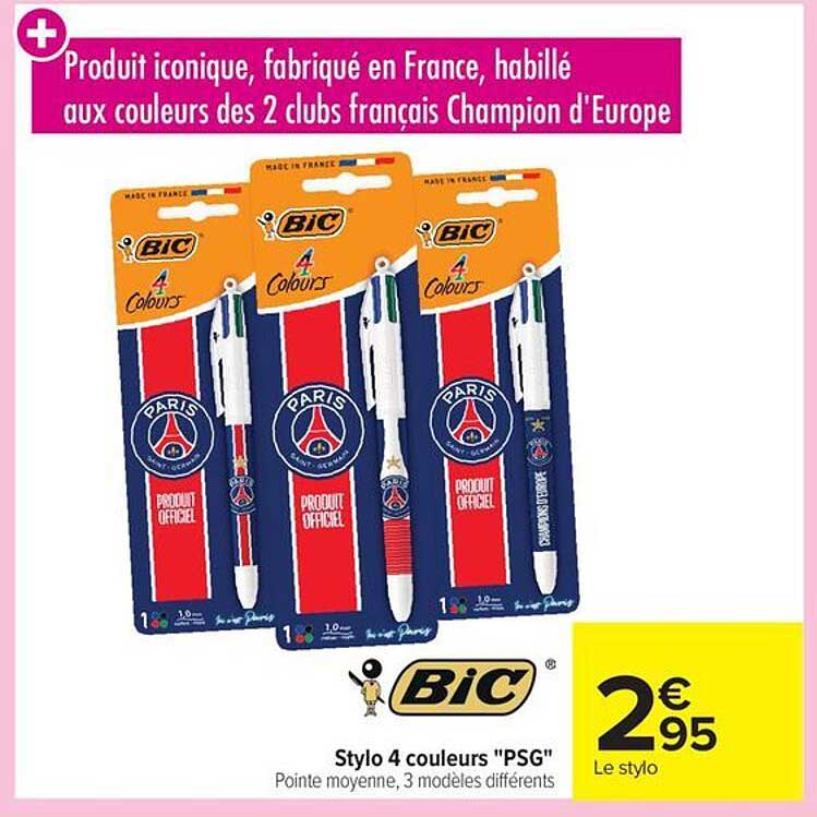 Promo Stylo 4 Couleurs "Psg" chez Carrefour - 123Catalogue.fr