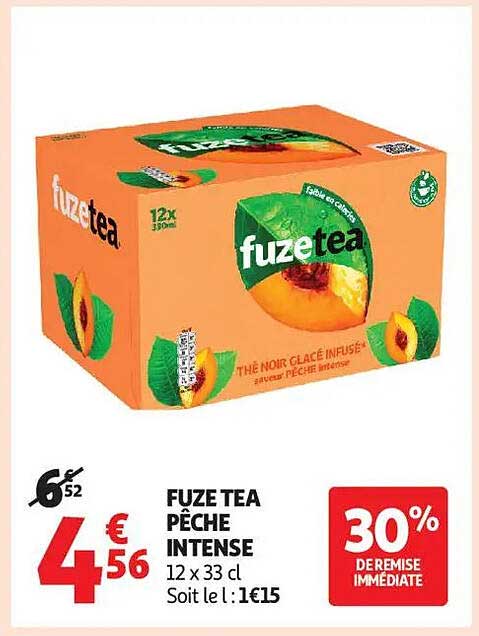 Promo Fuze Tea Pêche Intense 12 X 33 Cl Soit Le L : 1€15 chez Auchan ...