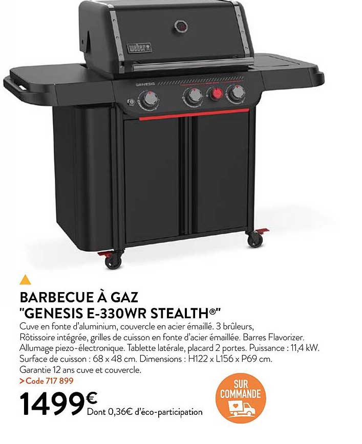 Promo Barbecue À Gaz “Spirit® Epx-435R Stealth®” chez RAGT ...