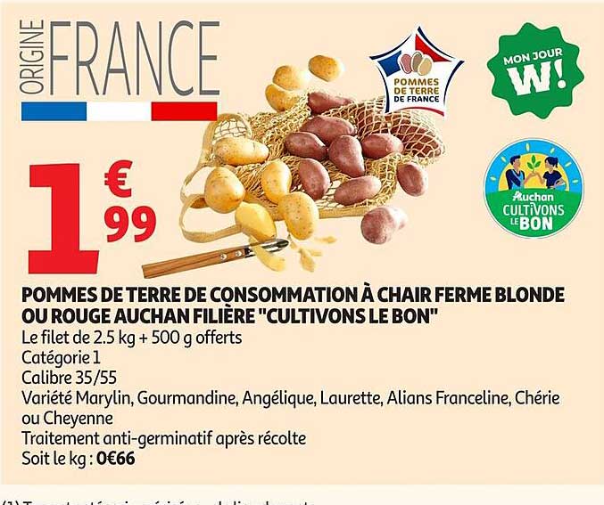 Promo Pommes De Terre De Consommation À Chair Ferme Blonde Ou Rouge ...