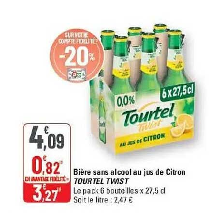Promo Bière Sans Alcool Au Jus De Citron Tourtel Twist chez G20 ...