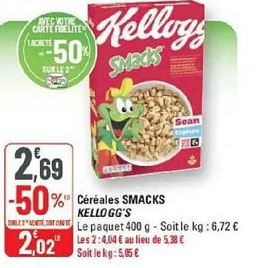 Promo Céréales Trésor Kellogg’s Spéculoos Et Chocolat Blanc, 375 G ...