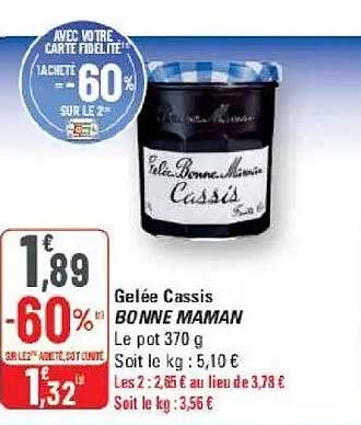 Promo Gelée Cassis Bonne Maman chez G20 - 123Catalogue.fr