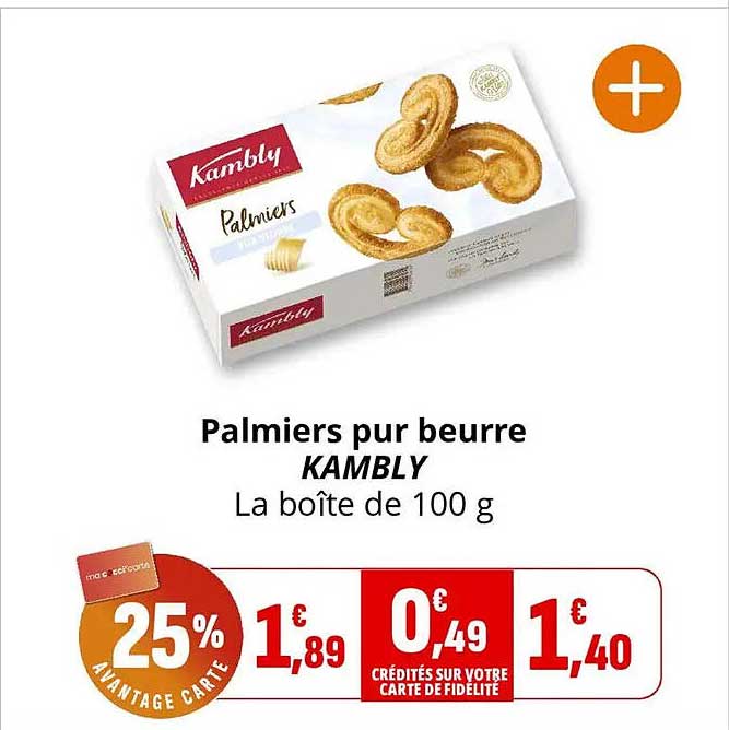 Promo Palmiers Pur Beurre Kambly La Boîte De 100 G chez Coccinelle ...