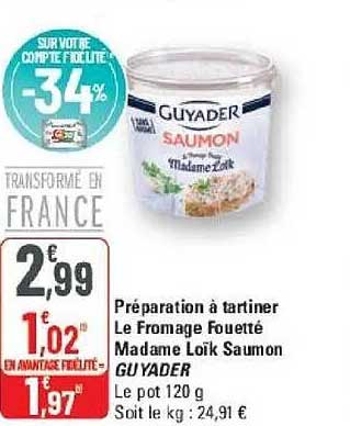 Promo Préparation À Tartiner Le Fromage Fouetté Madame Loïk Thon ...