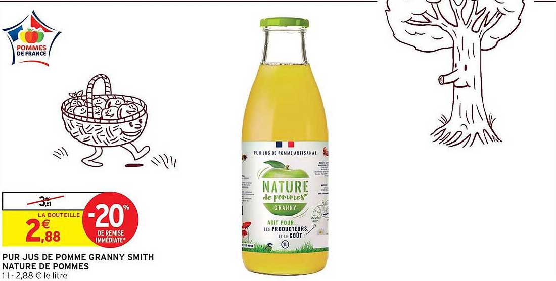 Promo Pur Jus De Pomme Granny Smith Nature De Pommes chez Intermarché ...