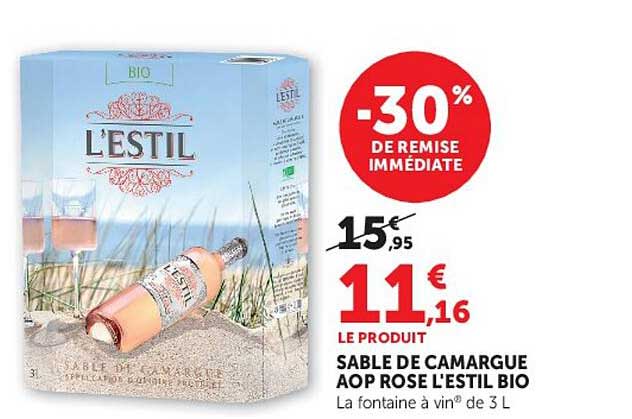 Promo Sable De Camargue Aop Rose L'estil Bio chez Super U - 123Catalogue.fr
