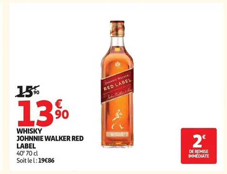 Promo Whisky Johnnie Walker Red Label chez Auchan - 123Catalogue.fr