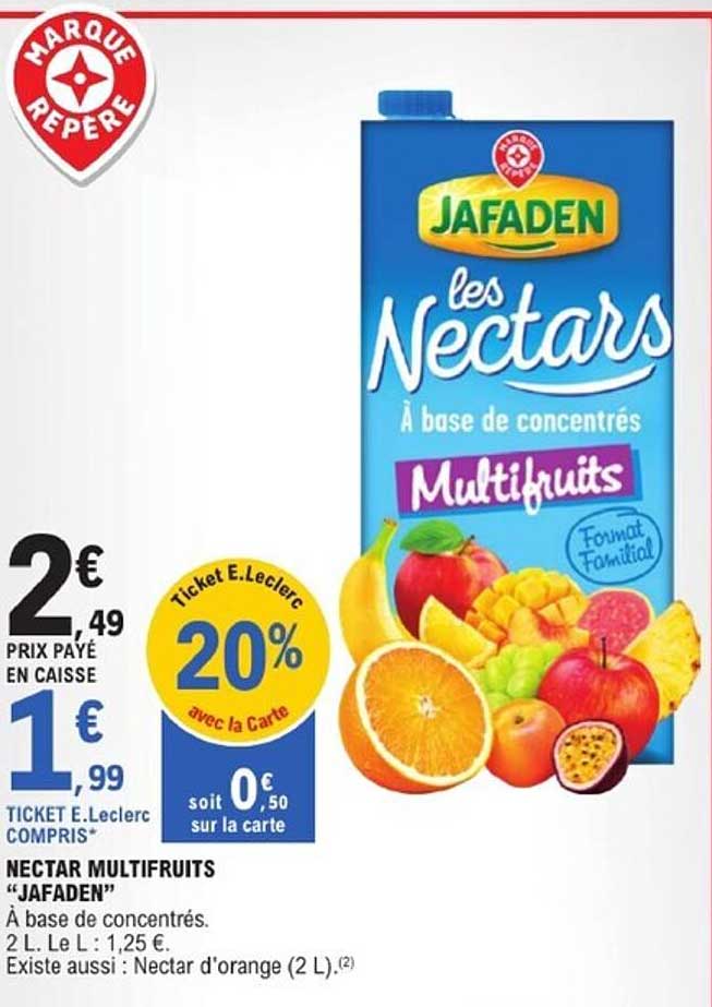 Promo Nectar Multifruits "Jafaden" chez E.Leclerc - 123Catalogue.fr