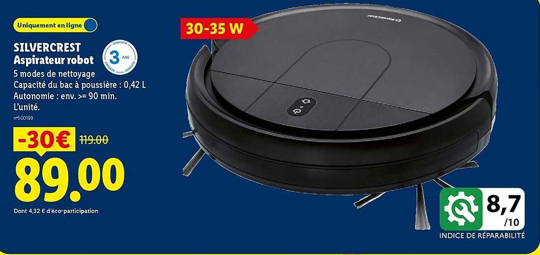 Promo Silvercrest Aspirateur Robot chez Lidl - 123Catalogue.fr