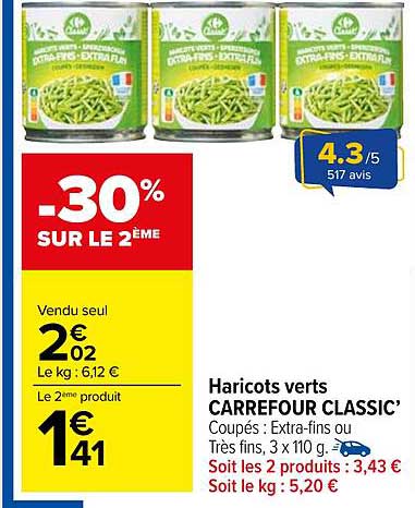 Promo Haricots Verts Carrefour Classic’ chez Carrefour Market ...