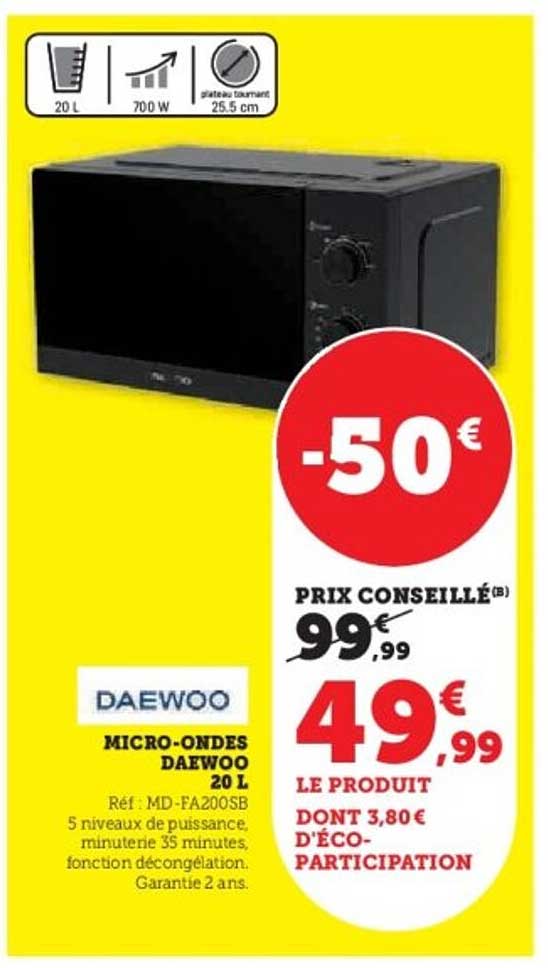 Promo Micro-Ondes Daewoo 20 L chez Hyper U - 123Catalogue.fr