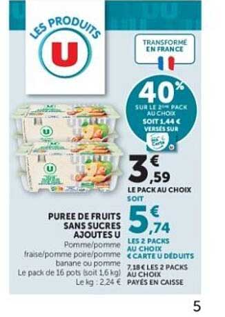 Promo Cocktail De Fruits Sans Sucres Ajoutés Pêche, Poire, Ananas ...
