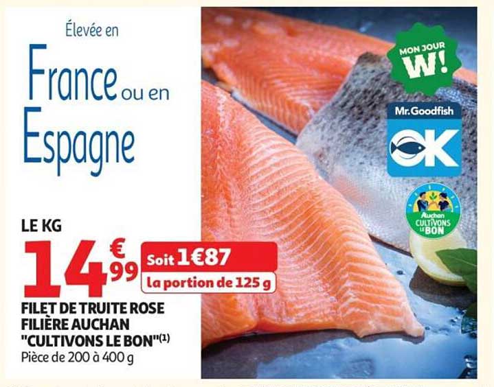 Promo Filet De Truite Rose Filière Auchan "Cultivons Le Bon" chez ...