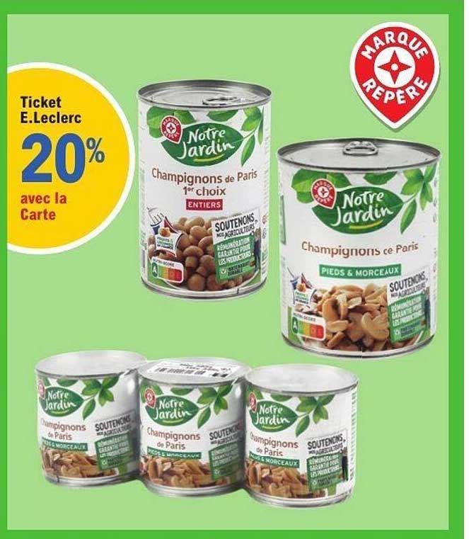 Promo Champignons De Paris 1Er Choix - 20% Avec La Carte chez E.Leclerc ...