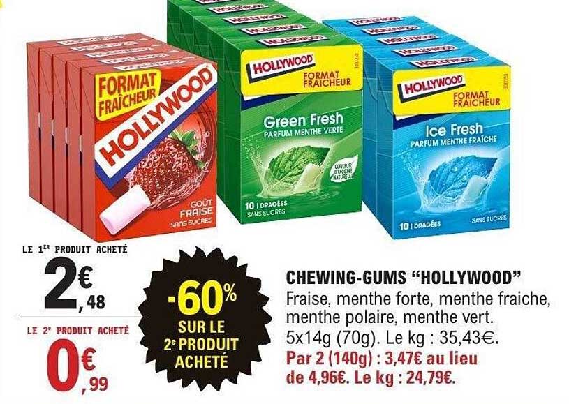 Promo Chewing-Gums “Hollywood” chez E.Leclerc - 123Catalogue.fr