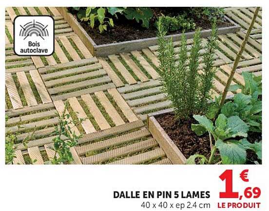 Promo Dalle En Pin 5 Lames chez Hyper U - 123Catalogue.fr