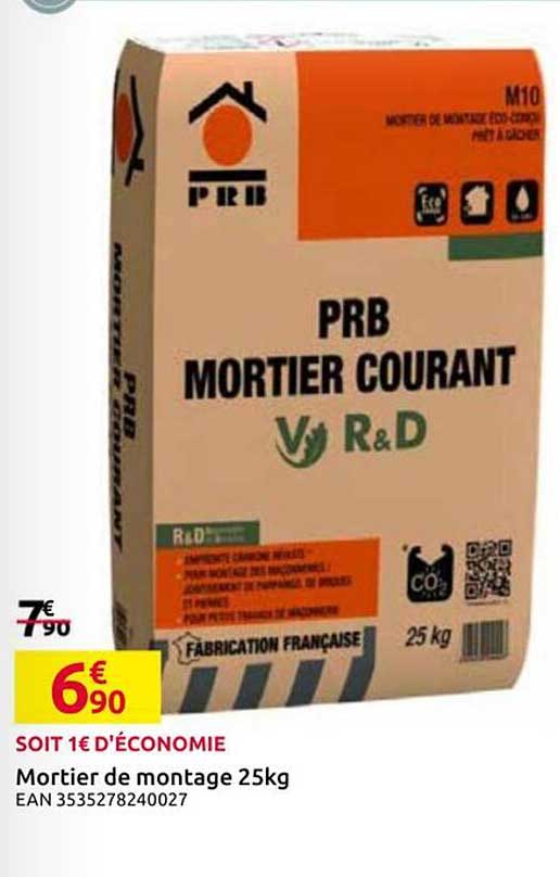 Promo Mortier De Montage 25Kg chez Mr Bricolage - 123Catalogue.fr