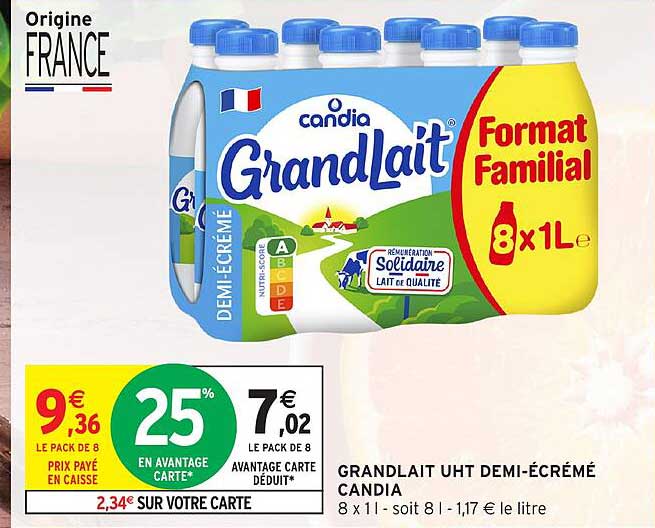 Promo Grandlait Uht Demi-Écrémé Candia chez Intermarché Hyper ...