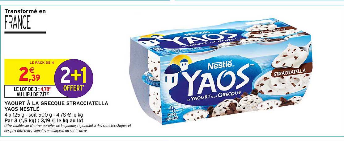 Promo Yaourt À La Grecque Stracciatella Yaos Nestlé chez Intermarché ...