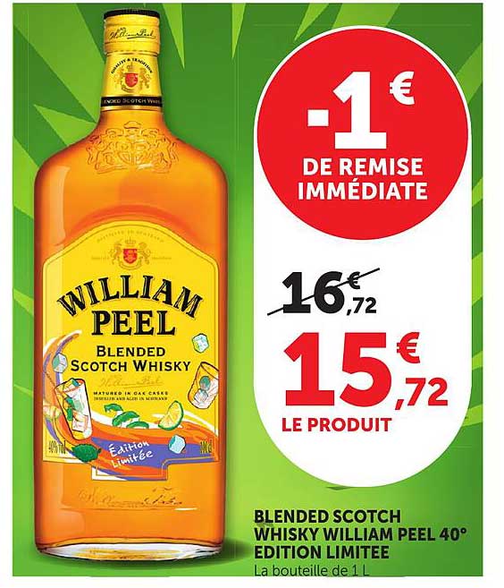 Promo Blended Scotch Whisky William Peel 40° Edition Limitee chez Bi1 ...