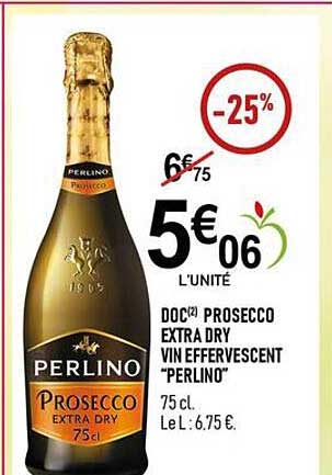 Promo Doc(2) Prosecco Extra Dry Vin Effervescent "Perlino" chez marché ...